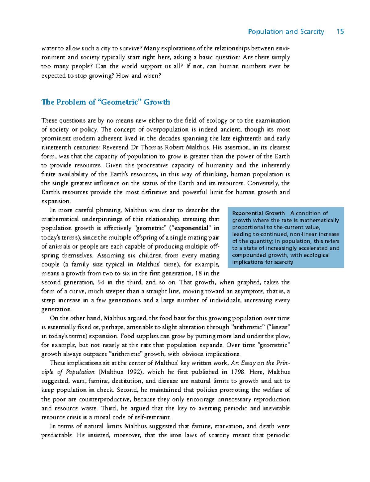 L6.1 Reading - Population and Scarcity 15 water to allow such a city to ...