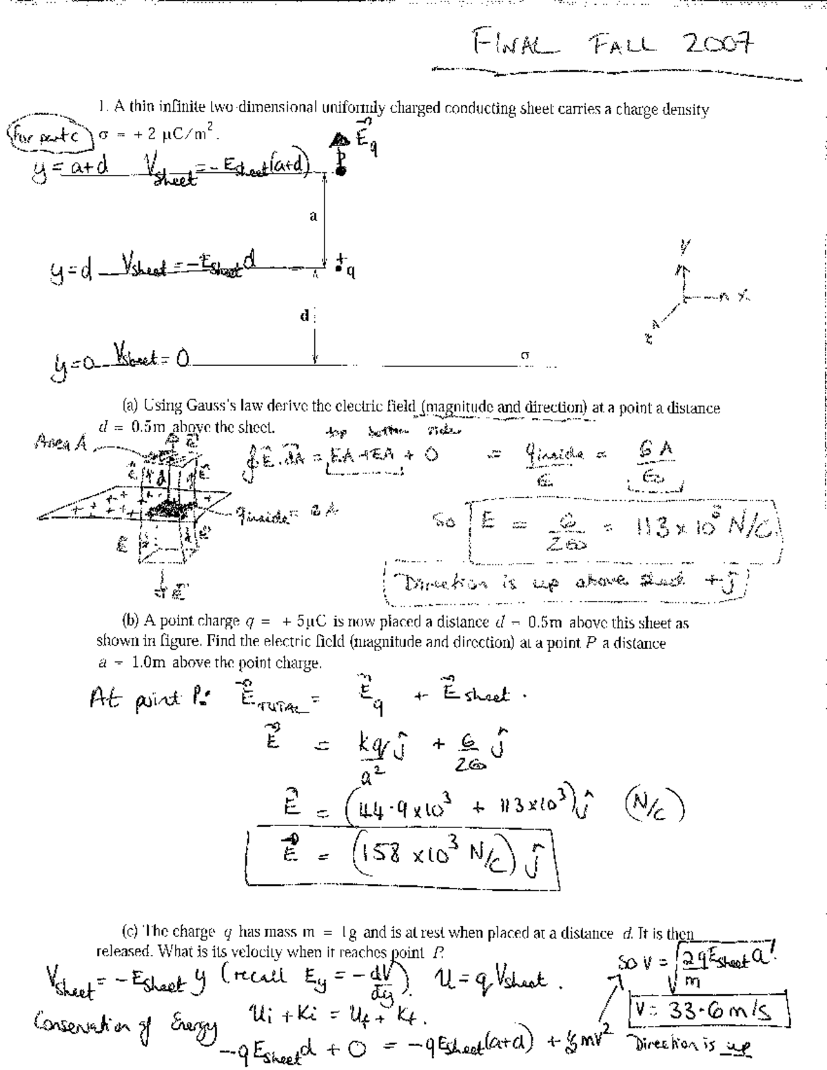 Solutions to Final Fall 2007 - PHYS 102 - Studocu