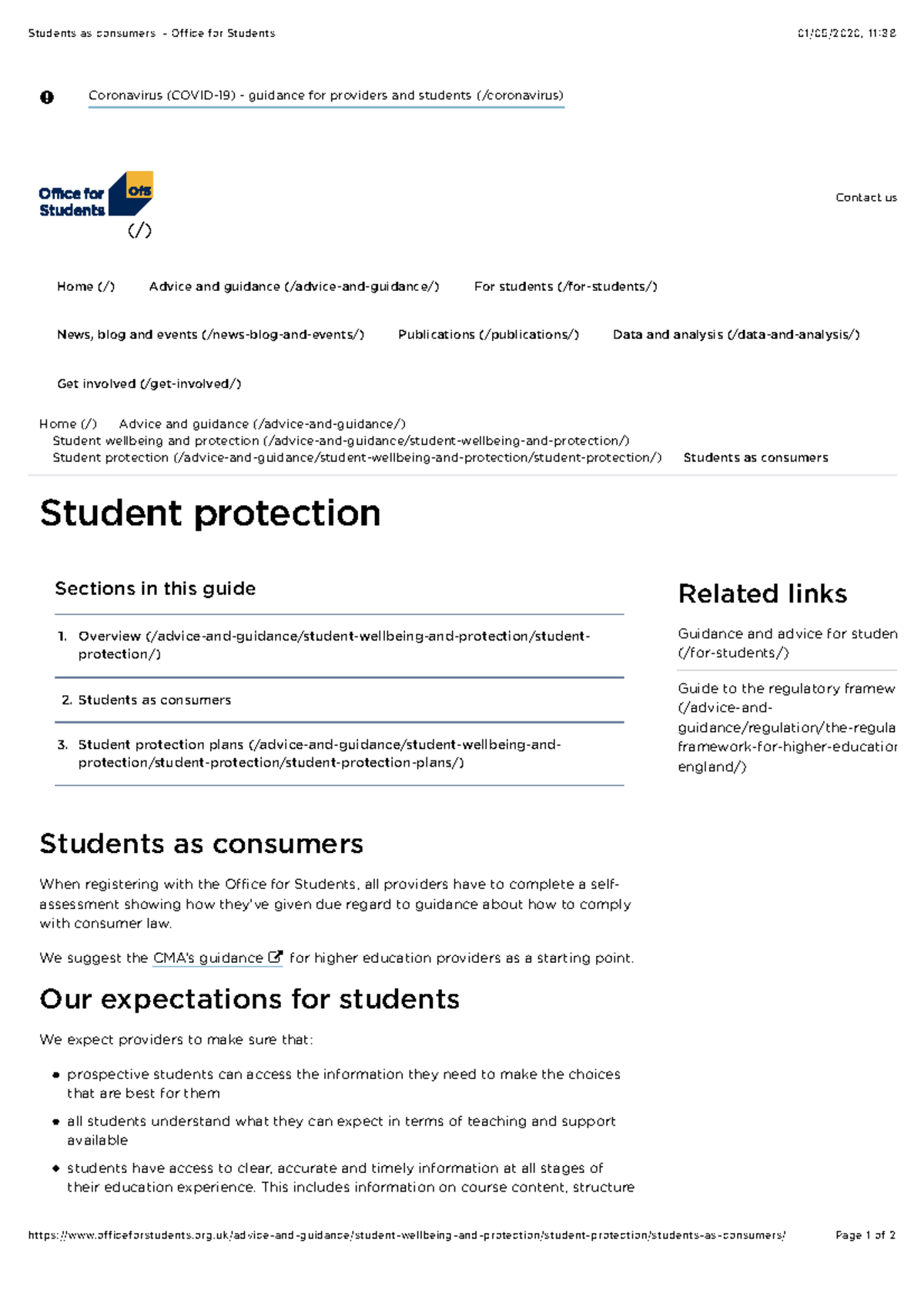 Students as consumers - Office for Students - LAW654 - Surrey - Studocu