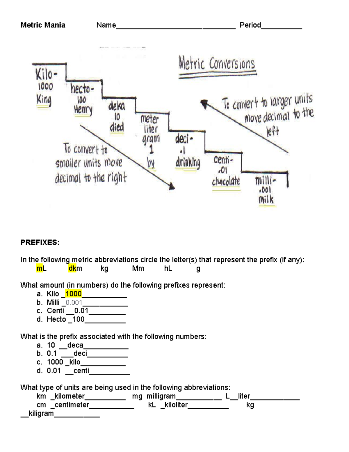 Copy of Metric-Mania-Worksheet #2 - Metric Mania Name ...