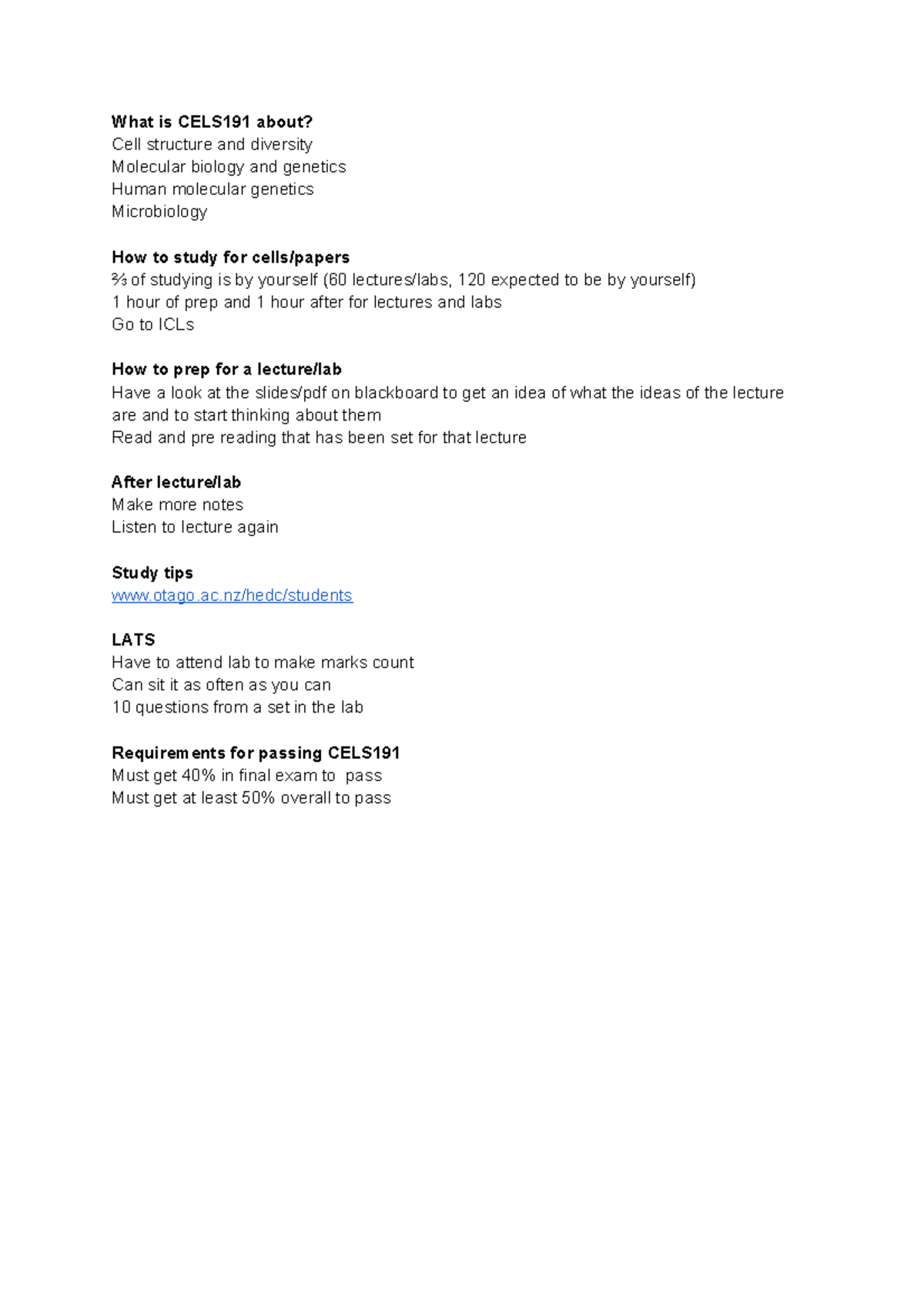 CELS191 Lecture 1 - 01 03 Introduction - What is CELS191 about? Cell structure and diversity ...