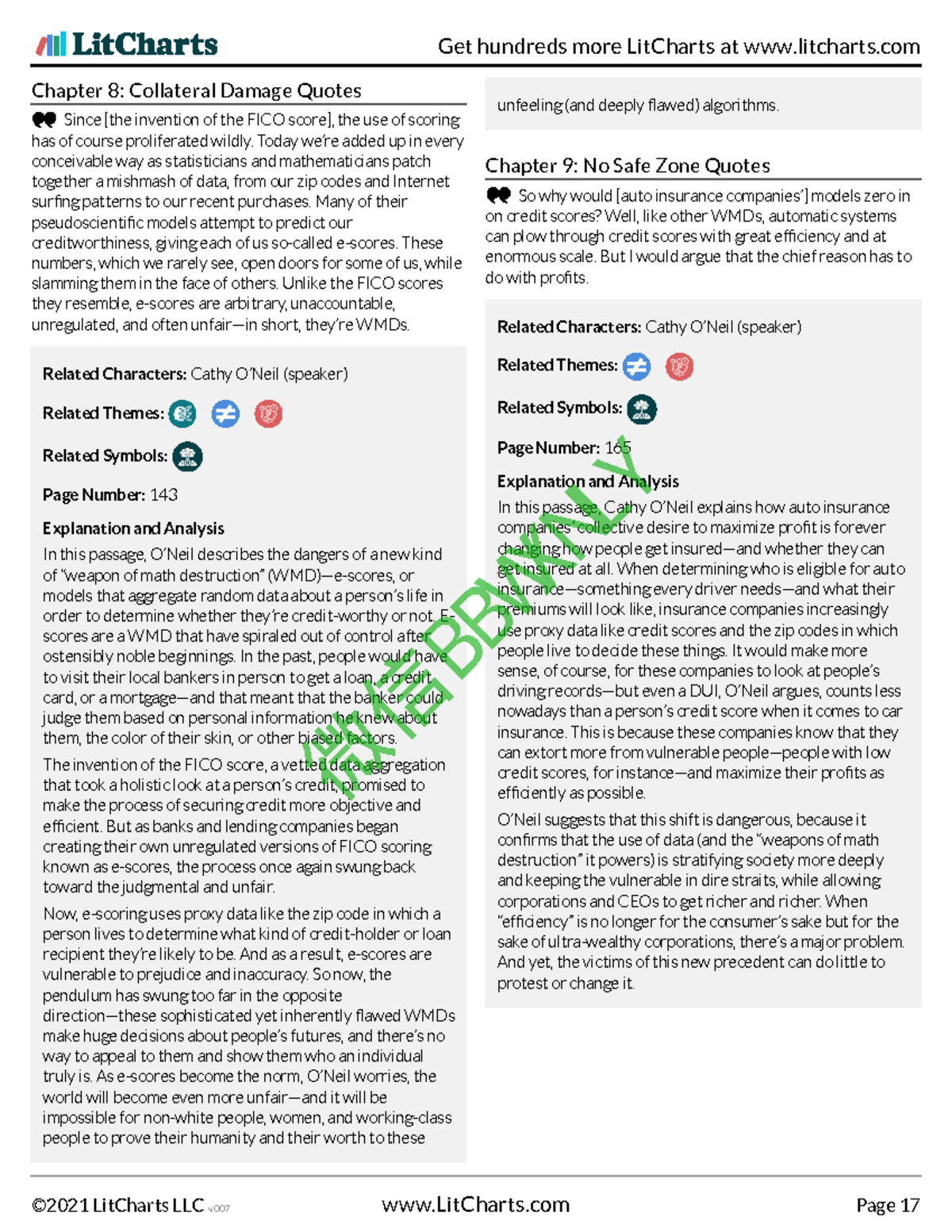 Weapons-of-Math-Destruction-Lit Chart 17 - Chapter 8: Collateral Damage ...