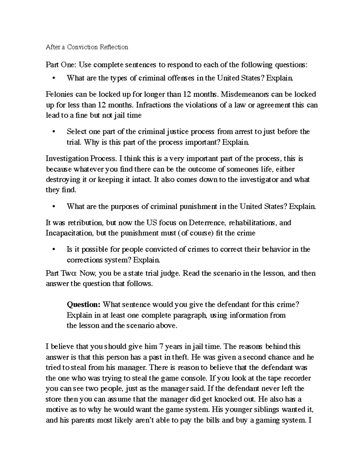 02 03 conviction reflection LAW Studies - After a Conviction Reflection Part One: Use complete ...