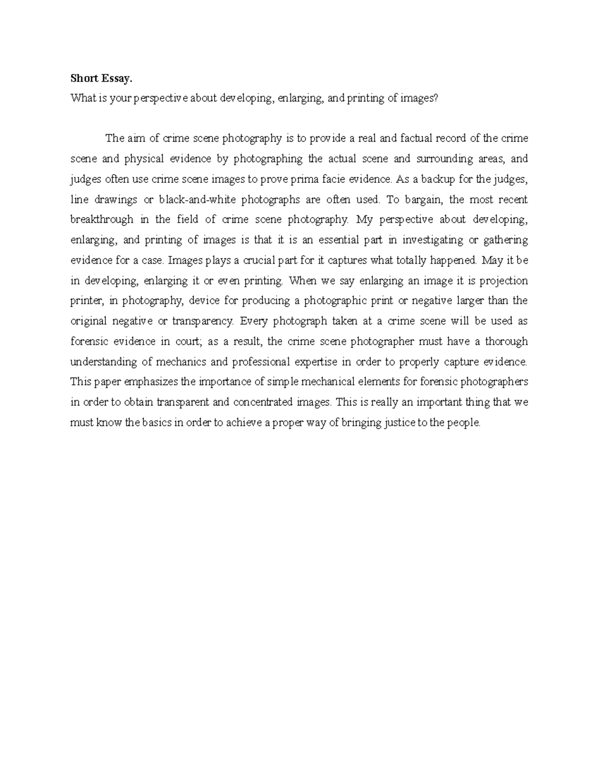 UNIT 6 Pretest - Short essay. - Short Essay. What is your perspective ...