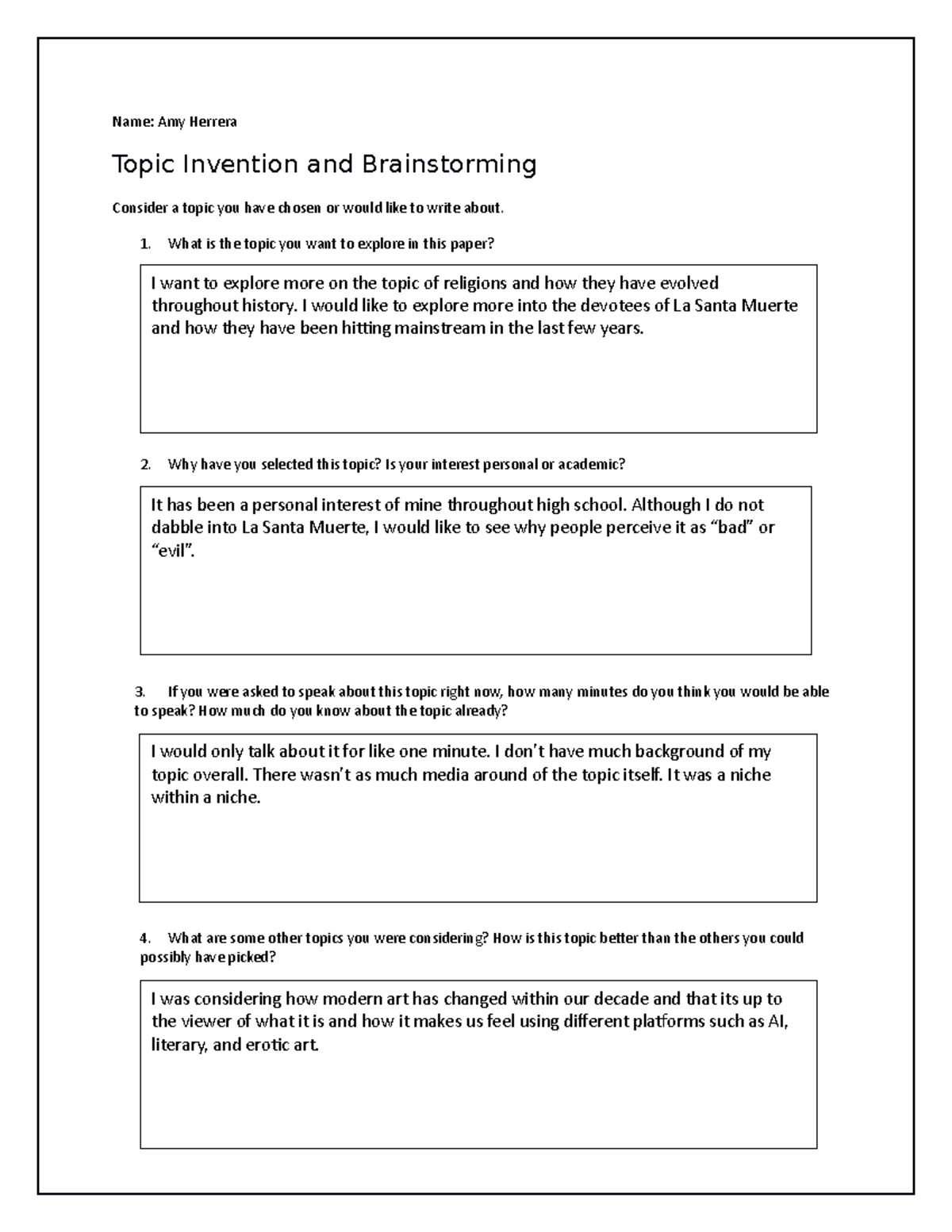 CH1 Worksheet Two - Some work material - Name: Amy Herrera Topic ...