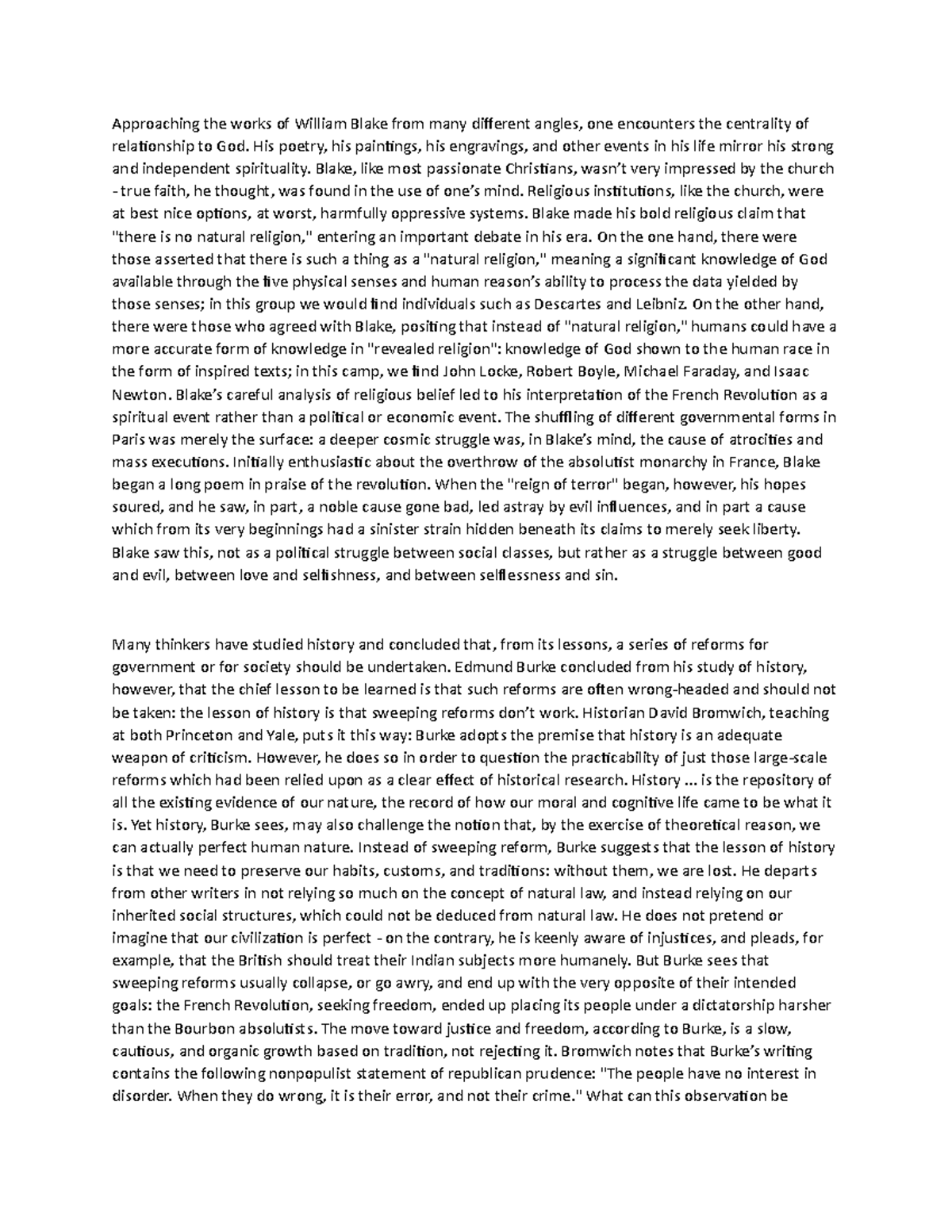 A10 - Humanities notes - Approaching the works of William Blake from ...