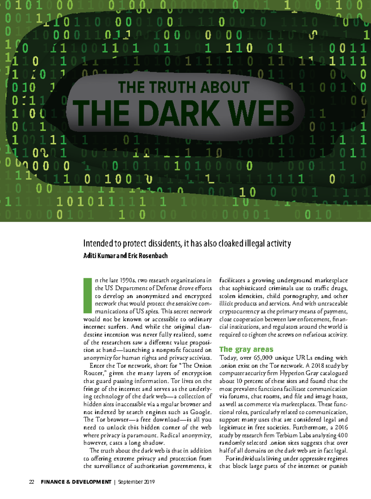 The truth about the dark web kumar - 22 FINANCE & DEVELOPMENT ...