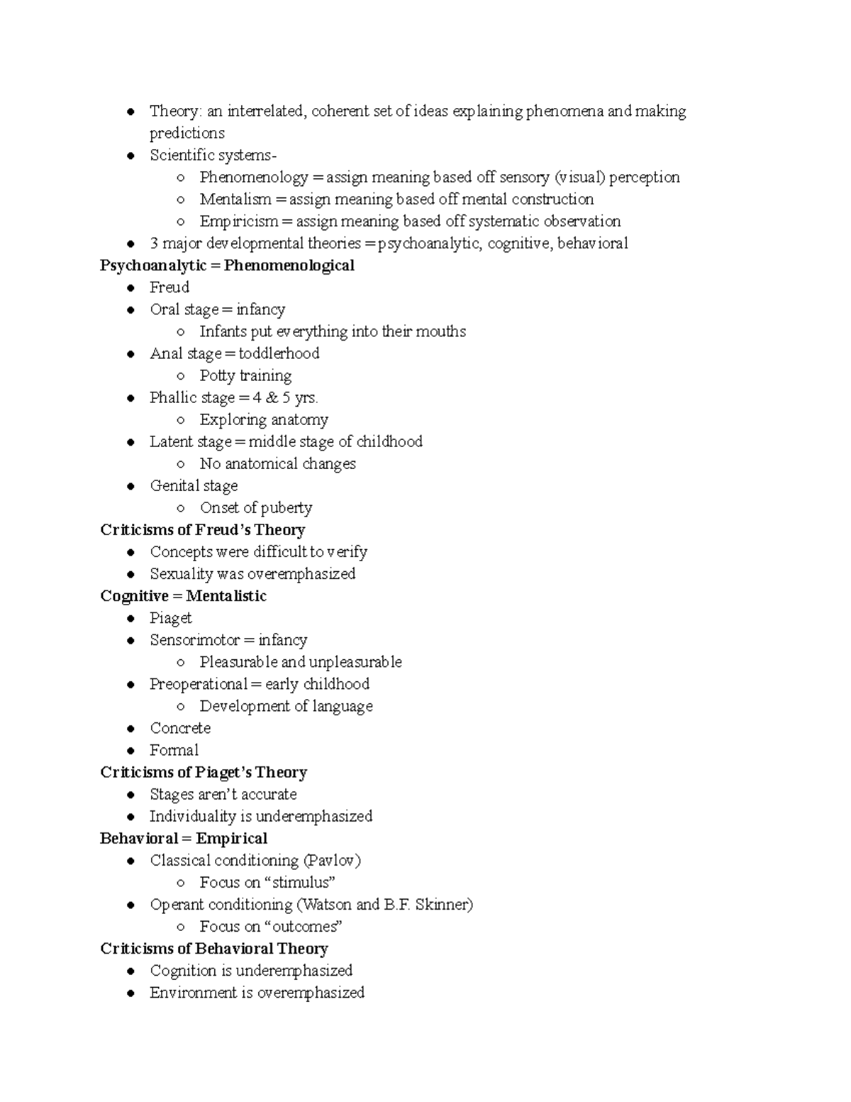Theories of Development - Theory: an interrelated, coherent set of ...