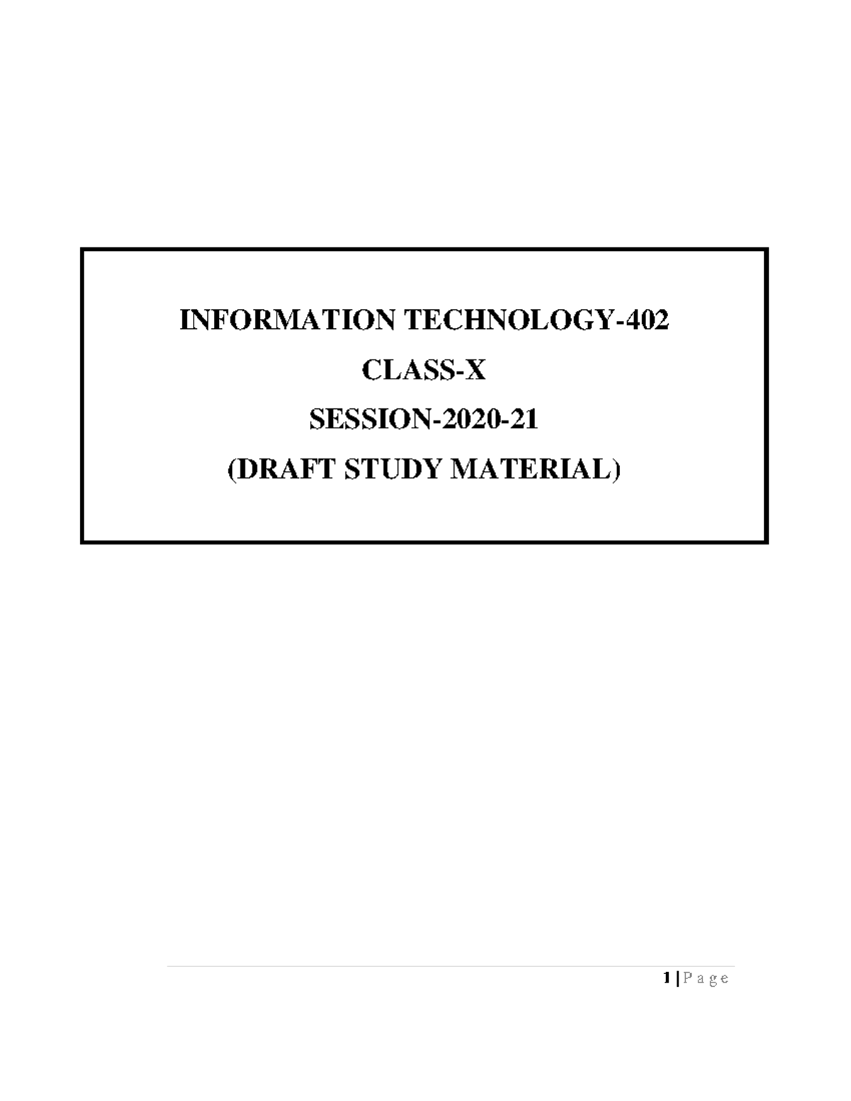 402-IT Class X - INFORMATION TECHNOLOGY- 402 CLASS-X SESSION- 2020 ...