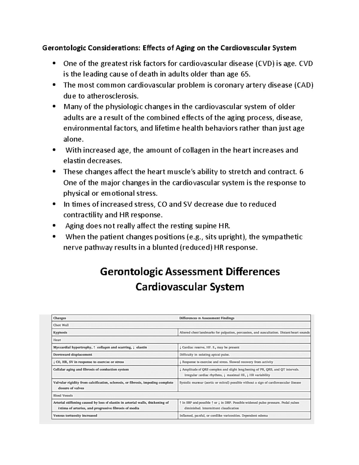 Gerontologic Considerations - CVD is the leading cause of death in ...
