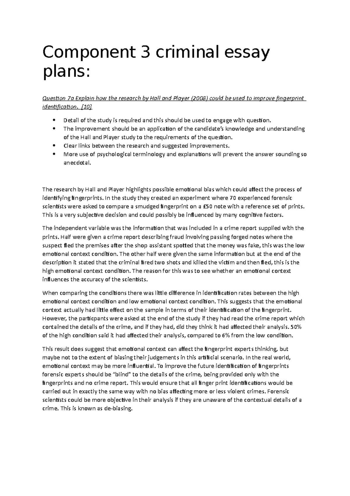 Psychology a level questions - Component 3 criminal essay plans ...