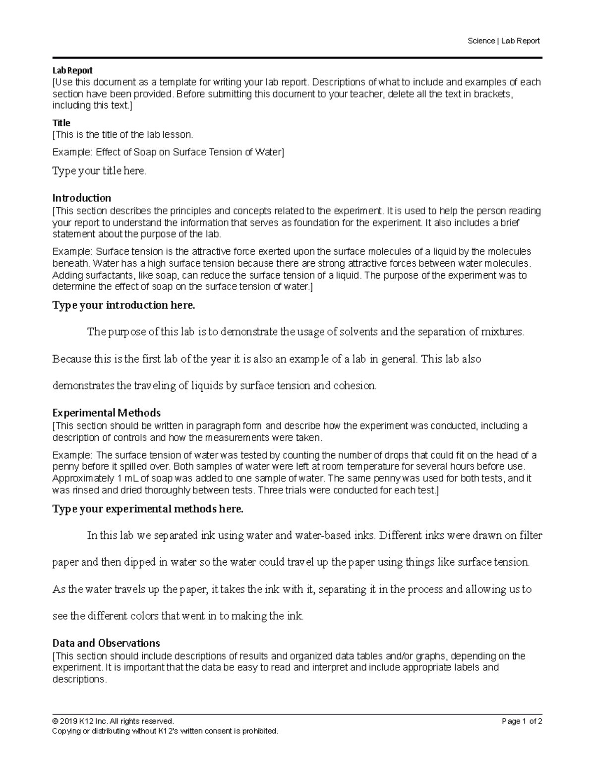 1 07 Lab Report Science Lab Report Lab Report Use This Document As