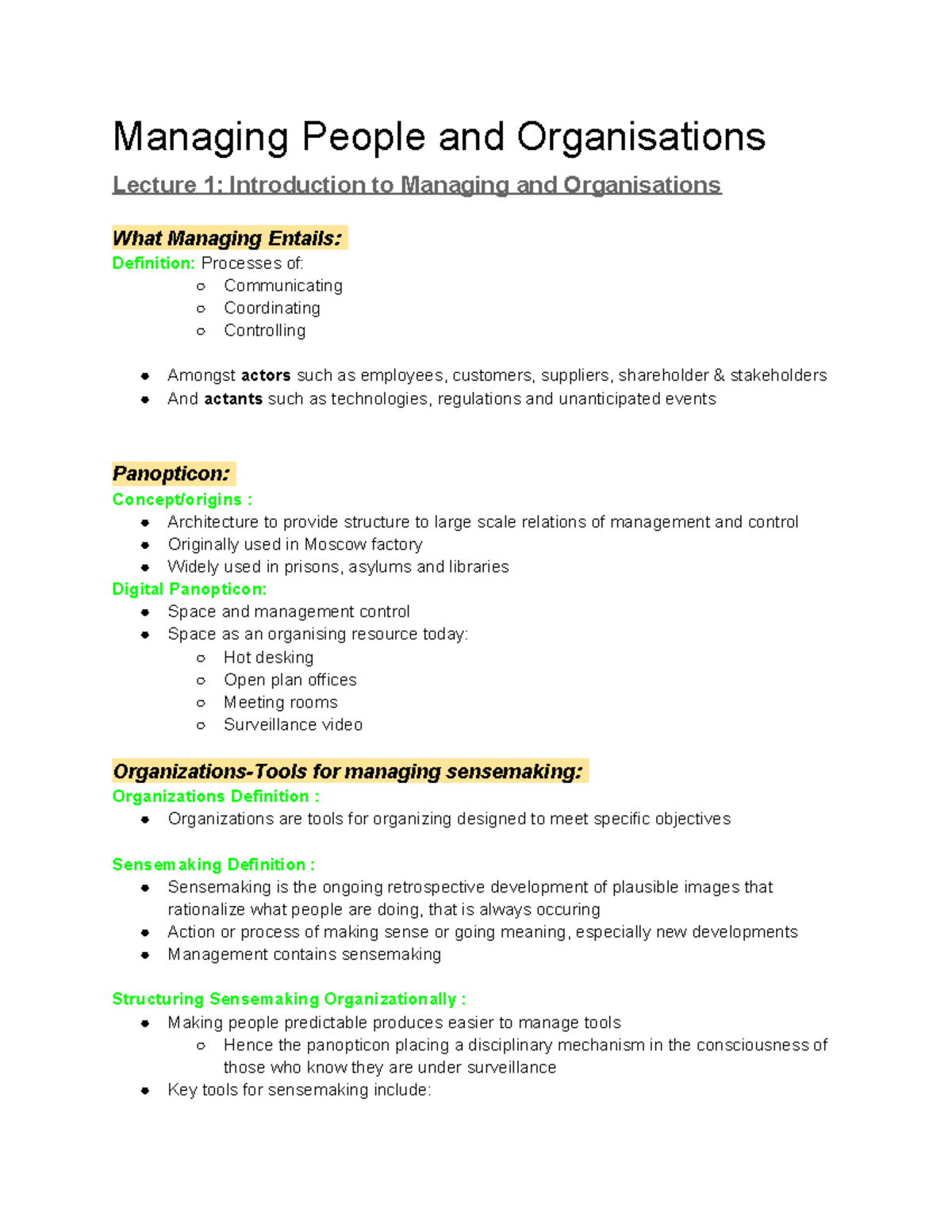 All notes for managing people and organisations - Managing People and ...