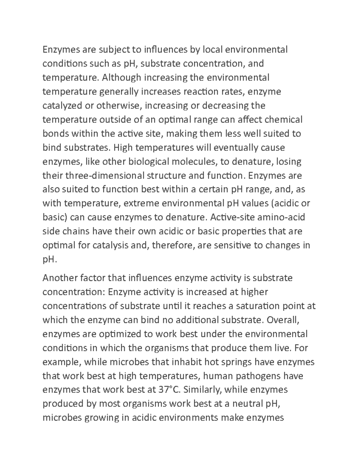 Enzyme structure and function 2 - 17976 - BCU - Studocu