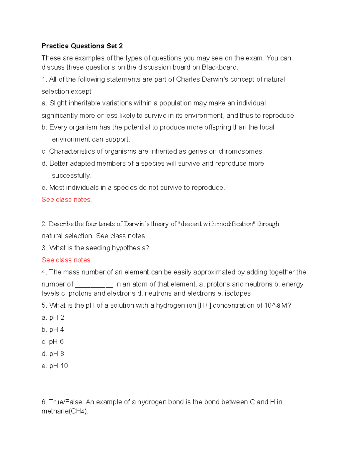 Practice Questions Set 2 - You can discuss these questions on the ...
