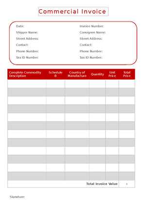 Simple Commercial Invoice - COMMERCIAL INVOICE [COMPANY NAME] Date ...