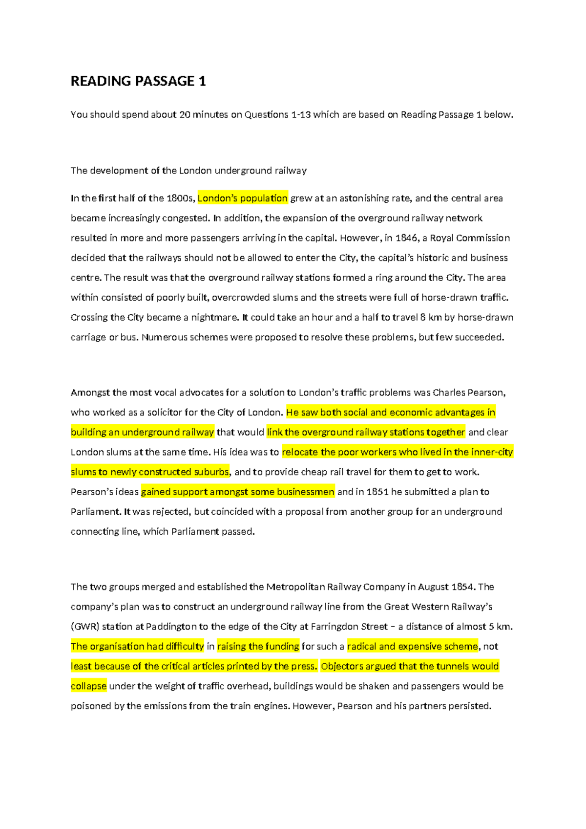 Reading - ielts - READING PASSAGE 1 You should spend about 20 minutes ...