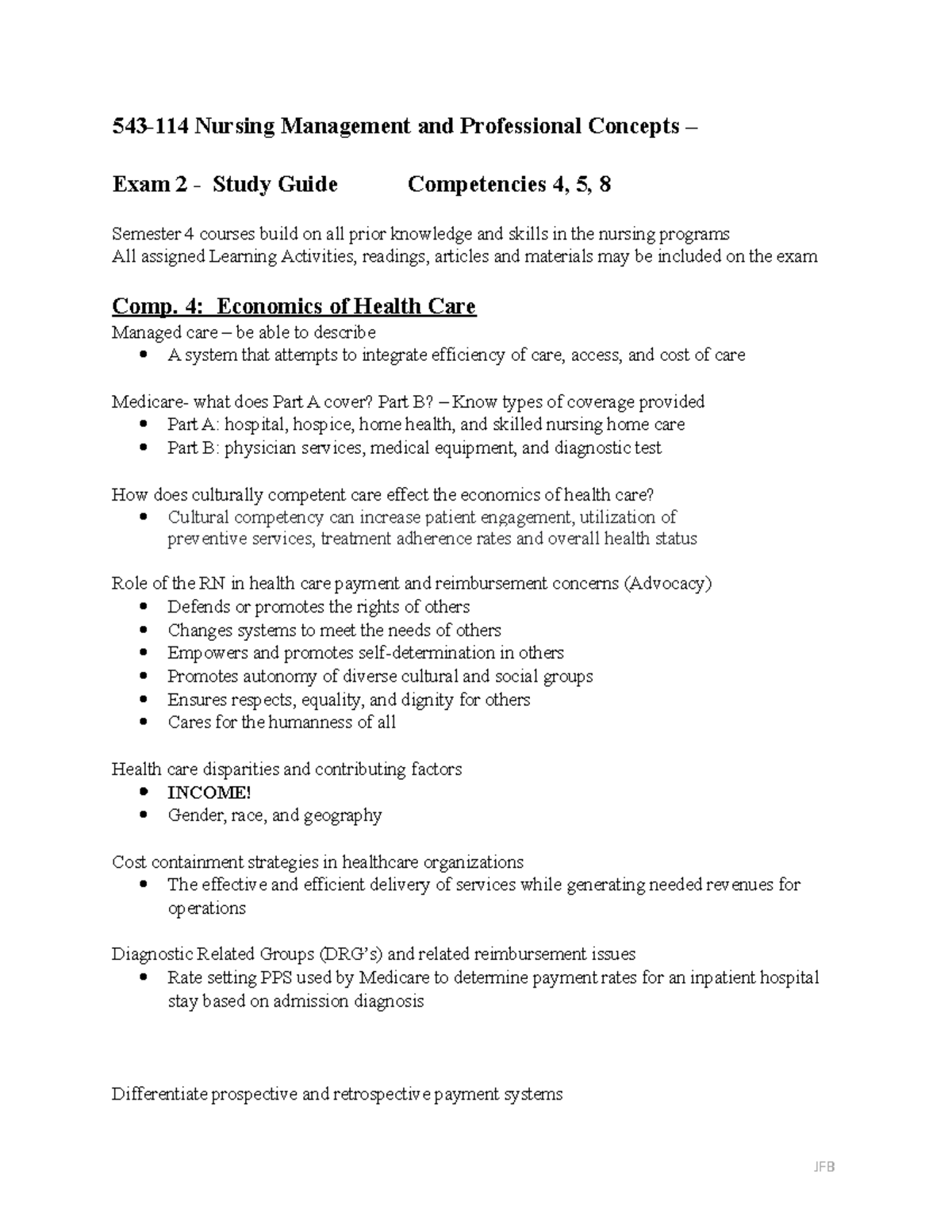 Exam 2 - Study Guide - Comps 4-5-8(1) copy copy - 543-114 Nursing ...