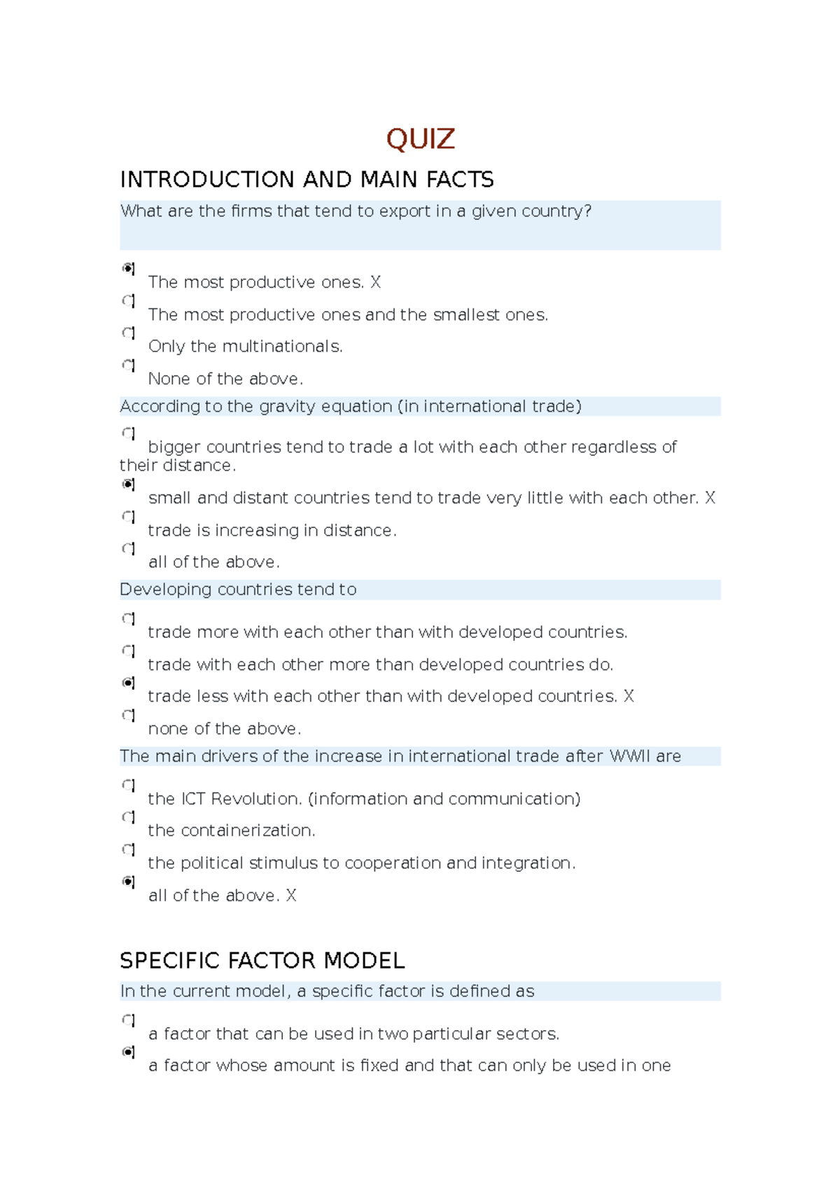 QUIZ topic 1 made in class - International Economics - UPF - Studocu