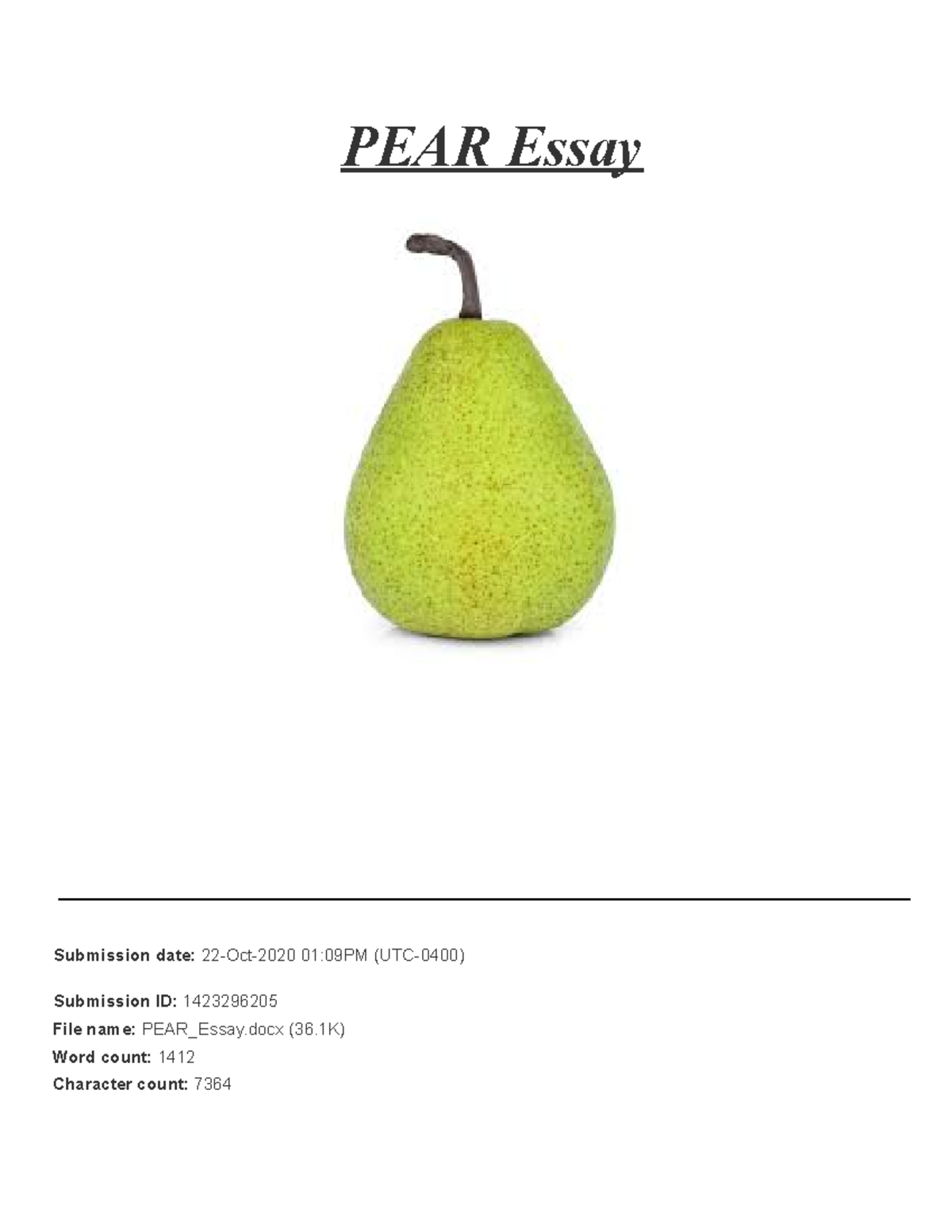 Final PEAR Essay - PEAR Essay Submission date: 22-Oct-2020 01:09PM (UTC ...
