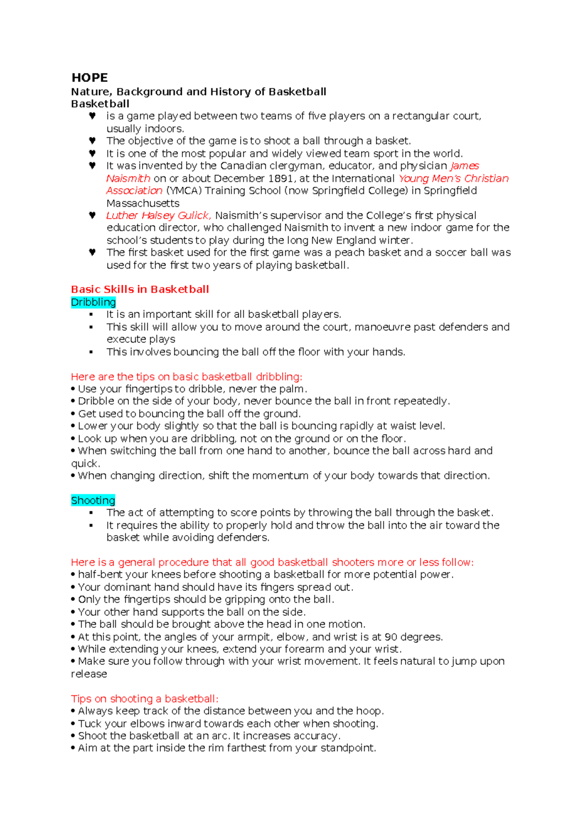 HOPE - hope reviewer - grade 12 - HOPE Nature, Background and History ...