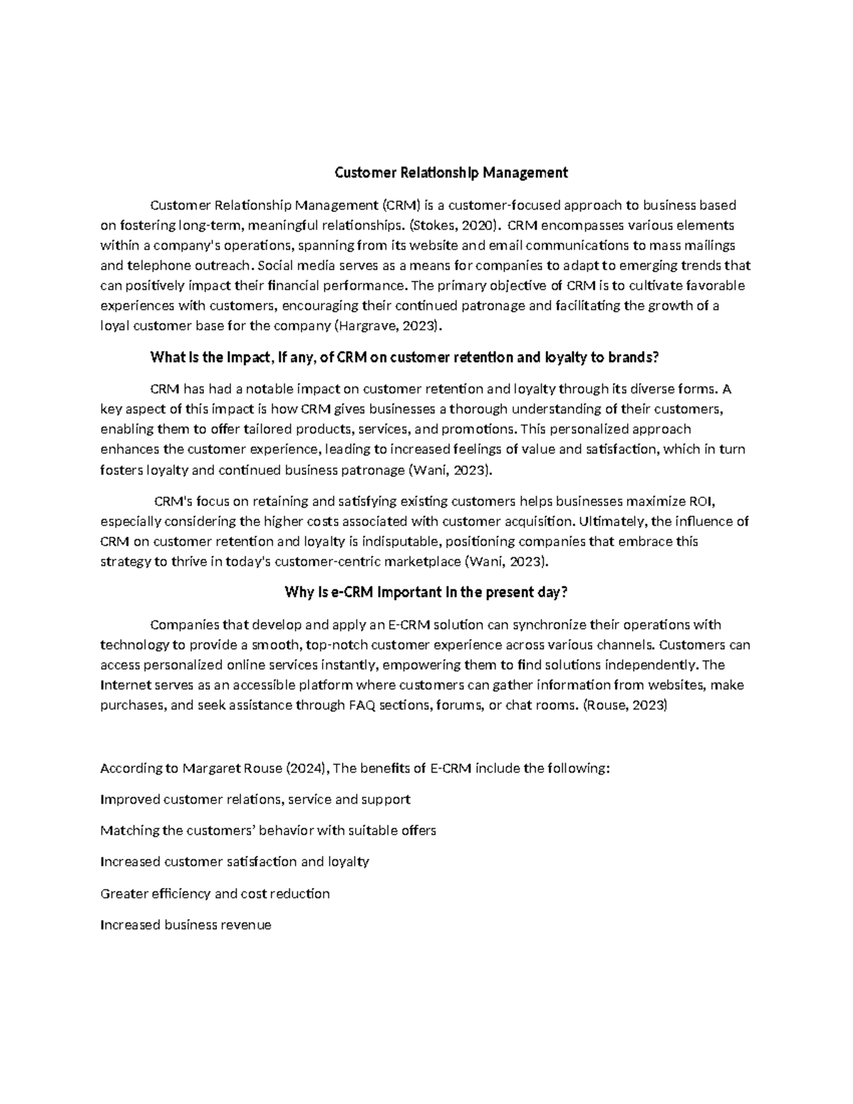 Customer Relationship Management - Customer Relationship Management ...