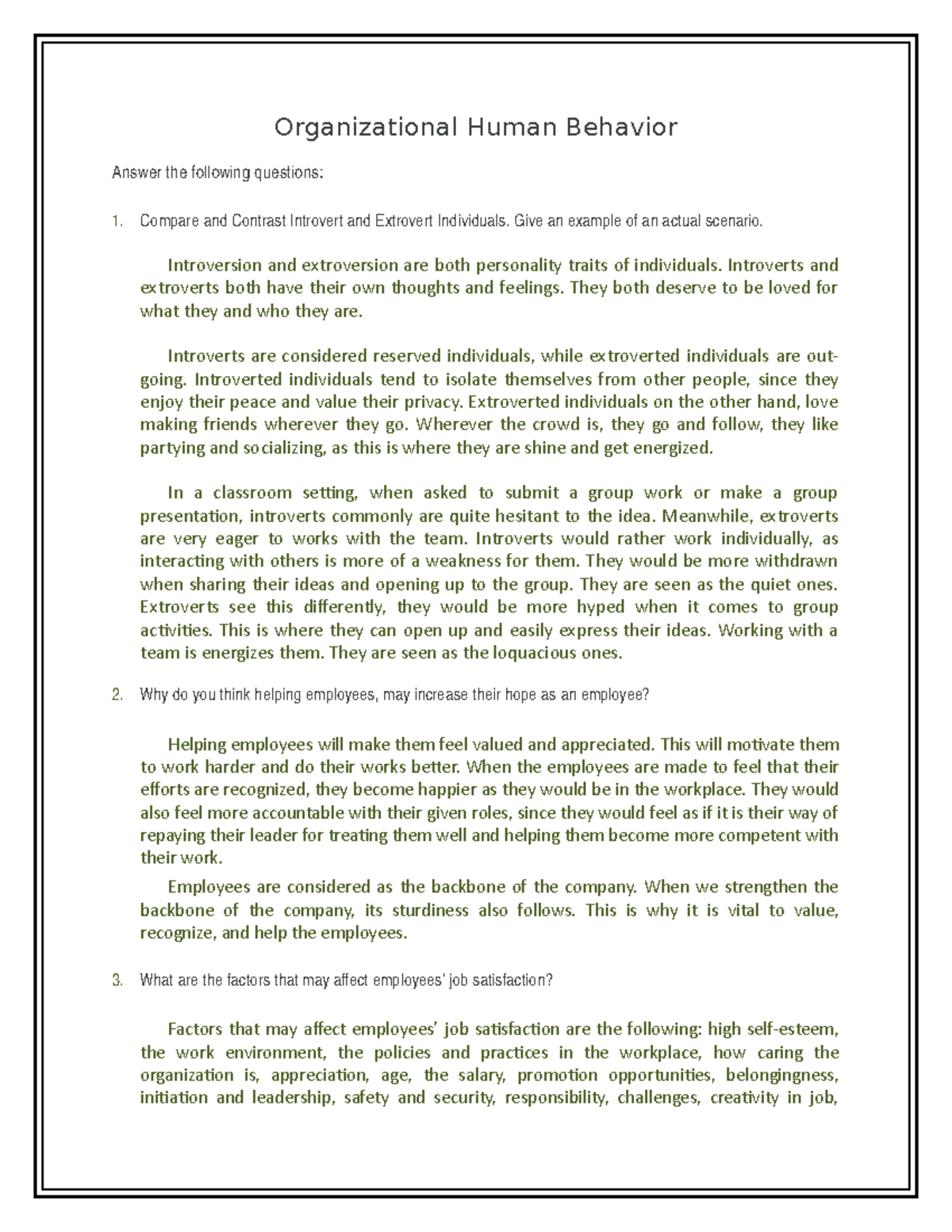 Organizational Human Behavior-behavior in the workplace ...