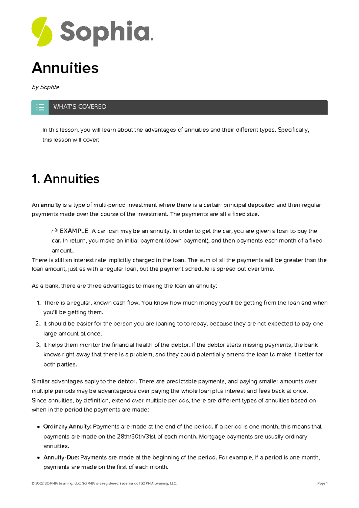 Annuities - Annuities by Sophia In this lesson, you will learn about ...