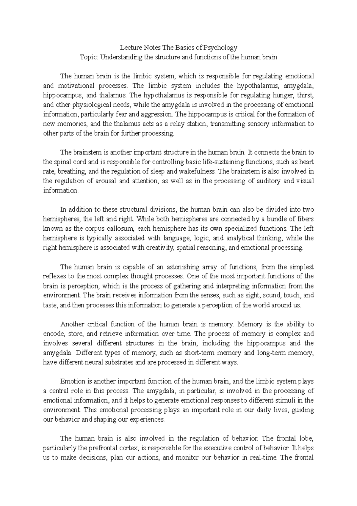 1. The Basics of Psychology#1 - Lecture Notes The Basics of Psychology ...