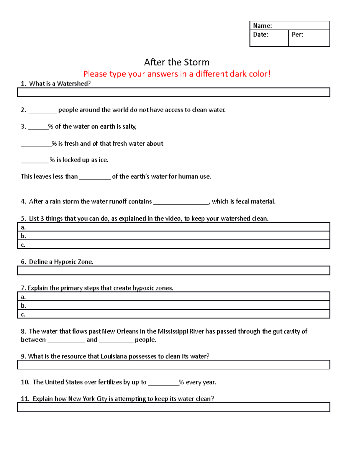 After the Storm - Name: Date: Per: After the Storm Please type your ...