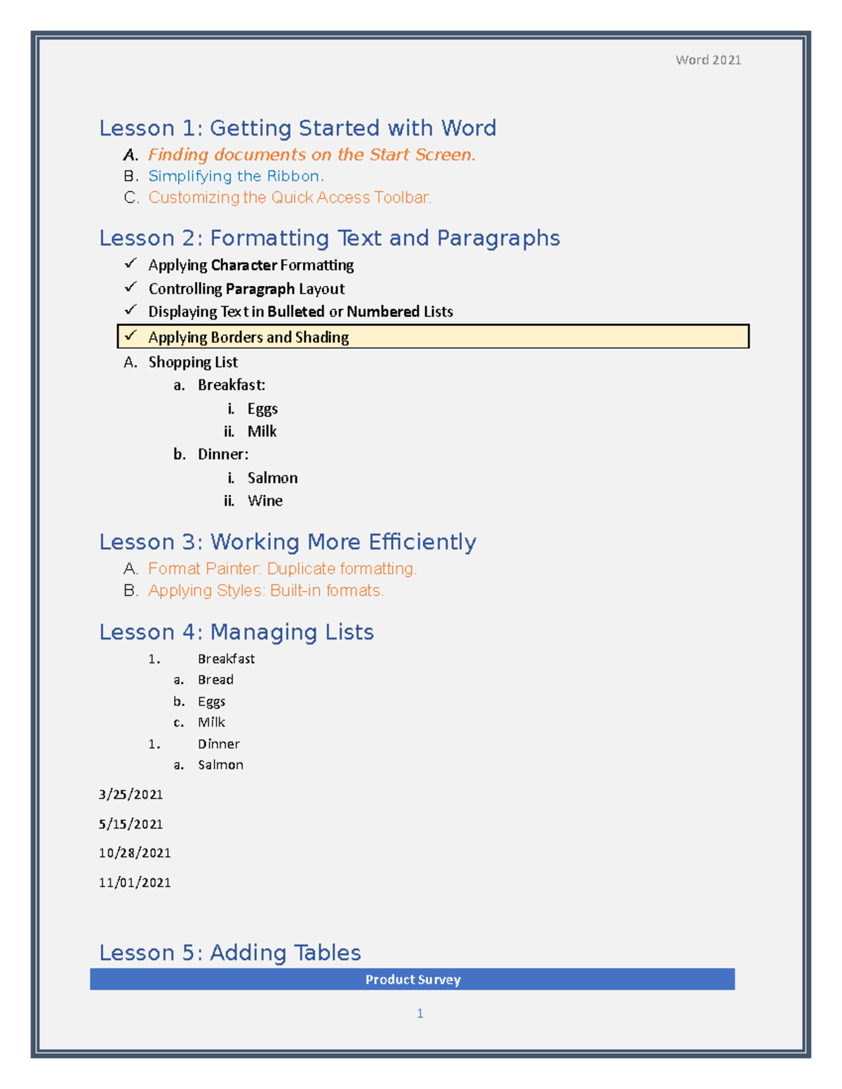 Microsoft Word Introduction - Word 2021 Lesson 1: Getting Started with Word A. Finding documents ...