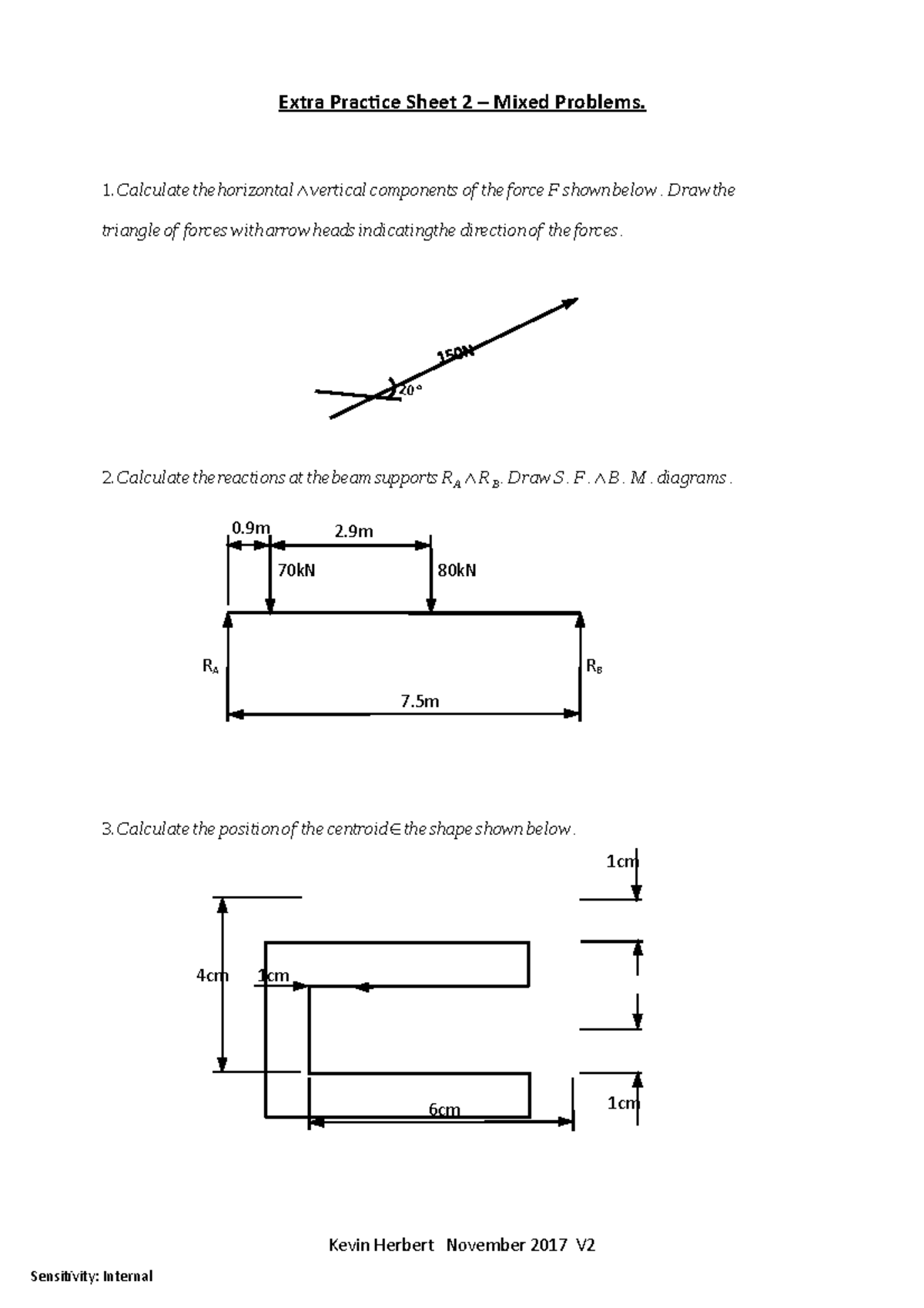 Extra Practice Sheet 2 V2 - 1. Calculate the horizontal∧vertical ...