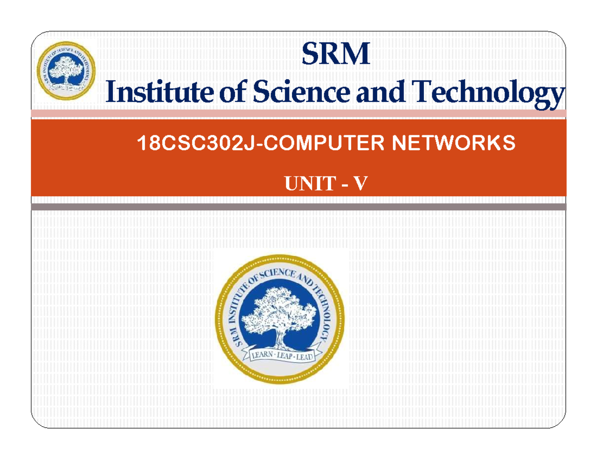 Cable Technology - 18CSC302J-COMPUTER NETWORKS UNIT - V SRM Institute of Science and Technology ...