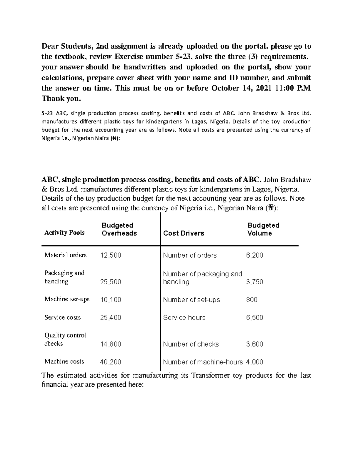 Alans assignemnt - CHAPTER 5 ABOUT CASE STUDY OF ATP explanation ...