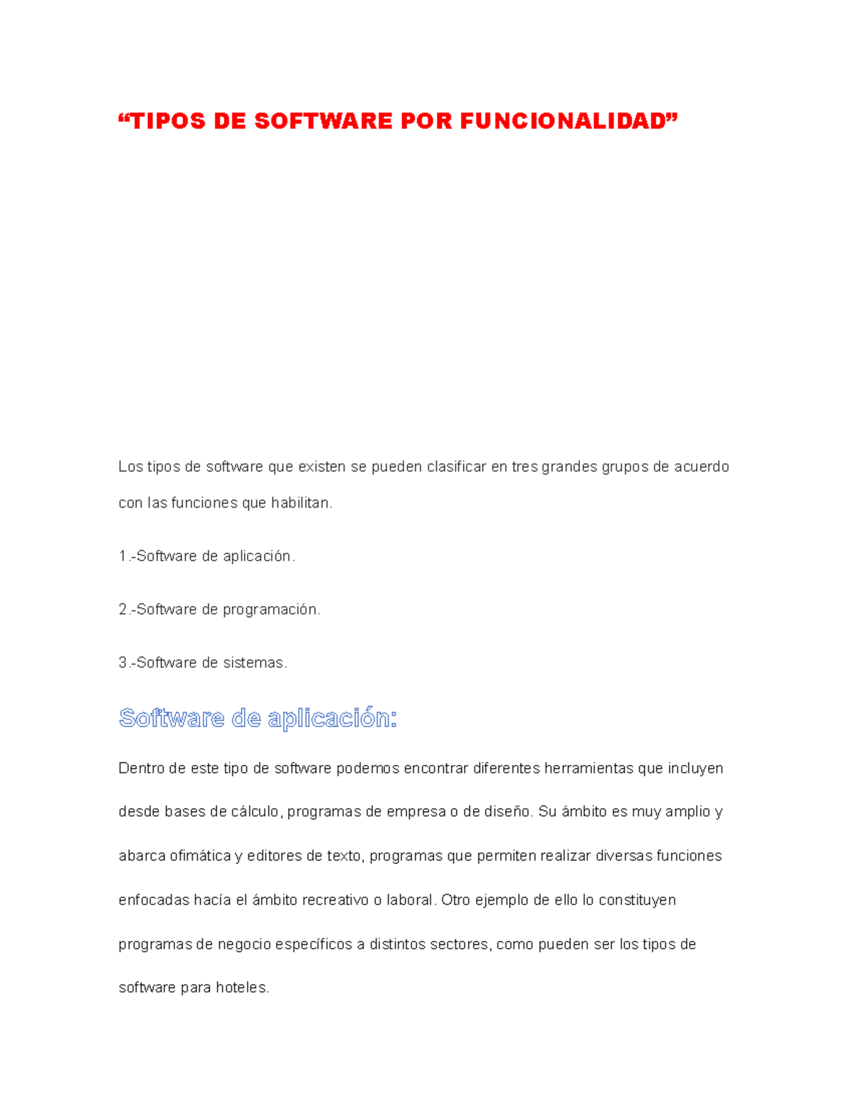 Tipos DE Software POR Funcionalidad - “TIPOS DE SOFTWARE POR ...