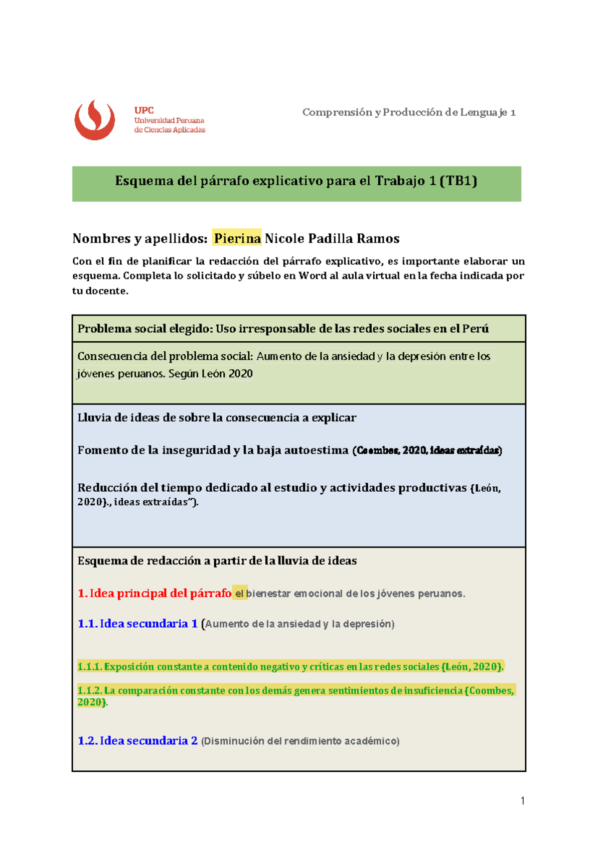 Esquema+TB1 Pierina+Padilla+ SP1B - Comprensión y Producción de ...