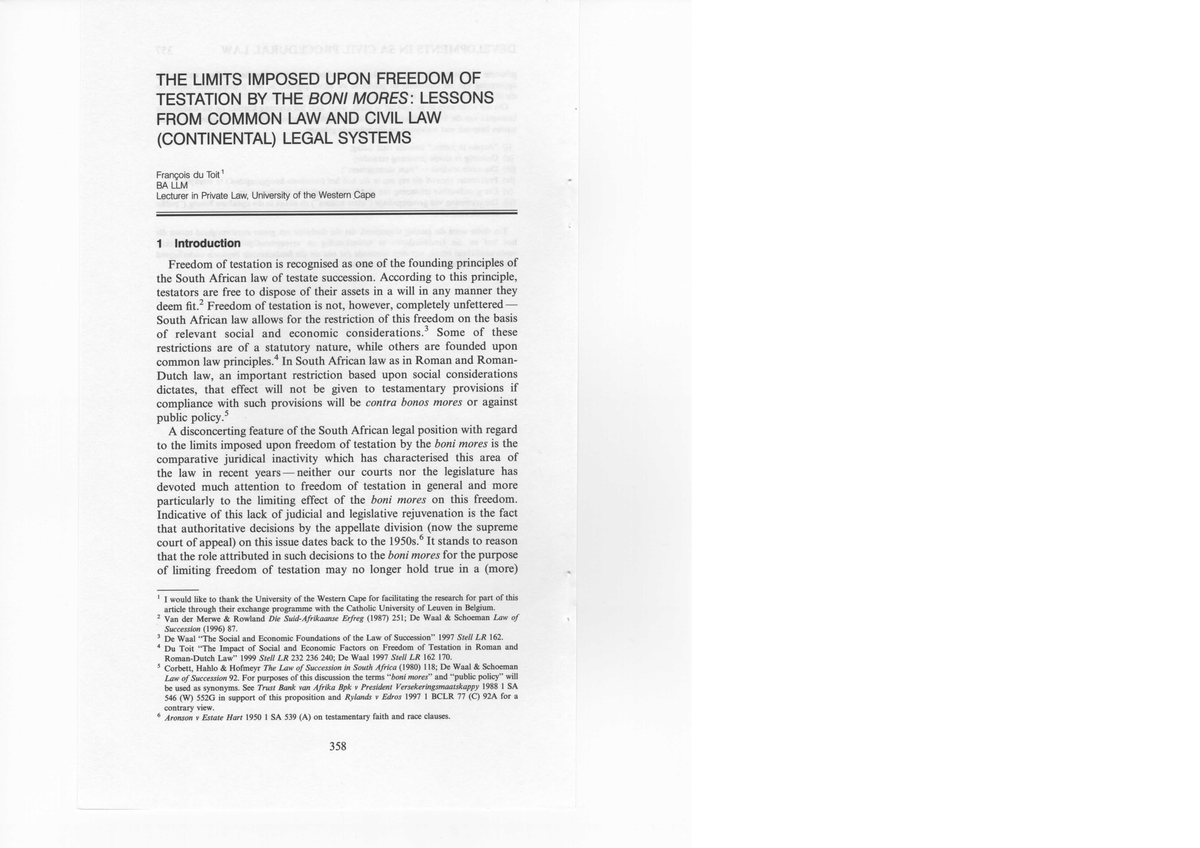 Freedom of testation francoi - LML4806 - Studocu