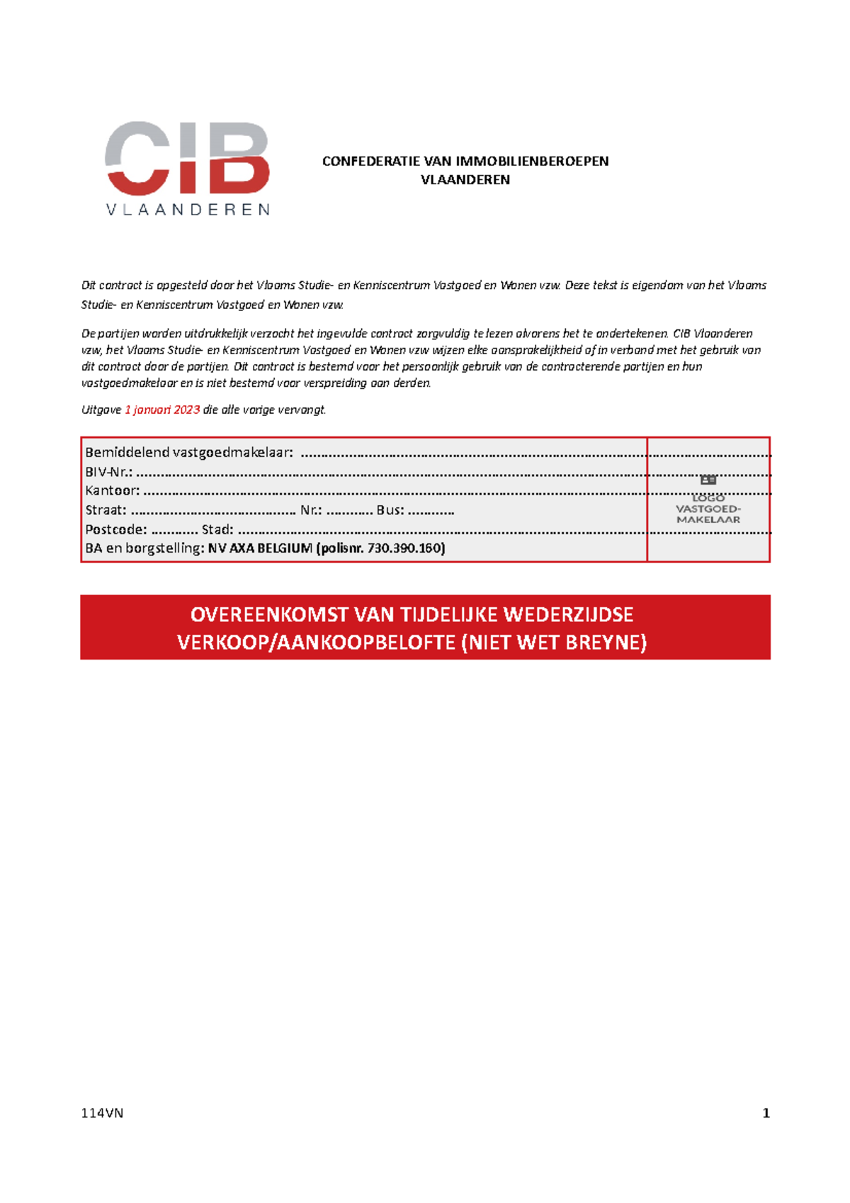 Aan-en verkoopbelofte - CONFEDERATIE VAN IMMOBILIENBEROEPEN VLAANDEREN ...
