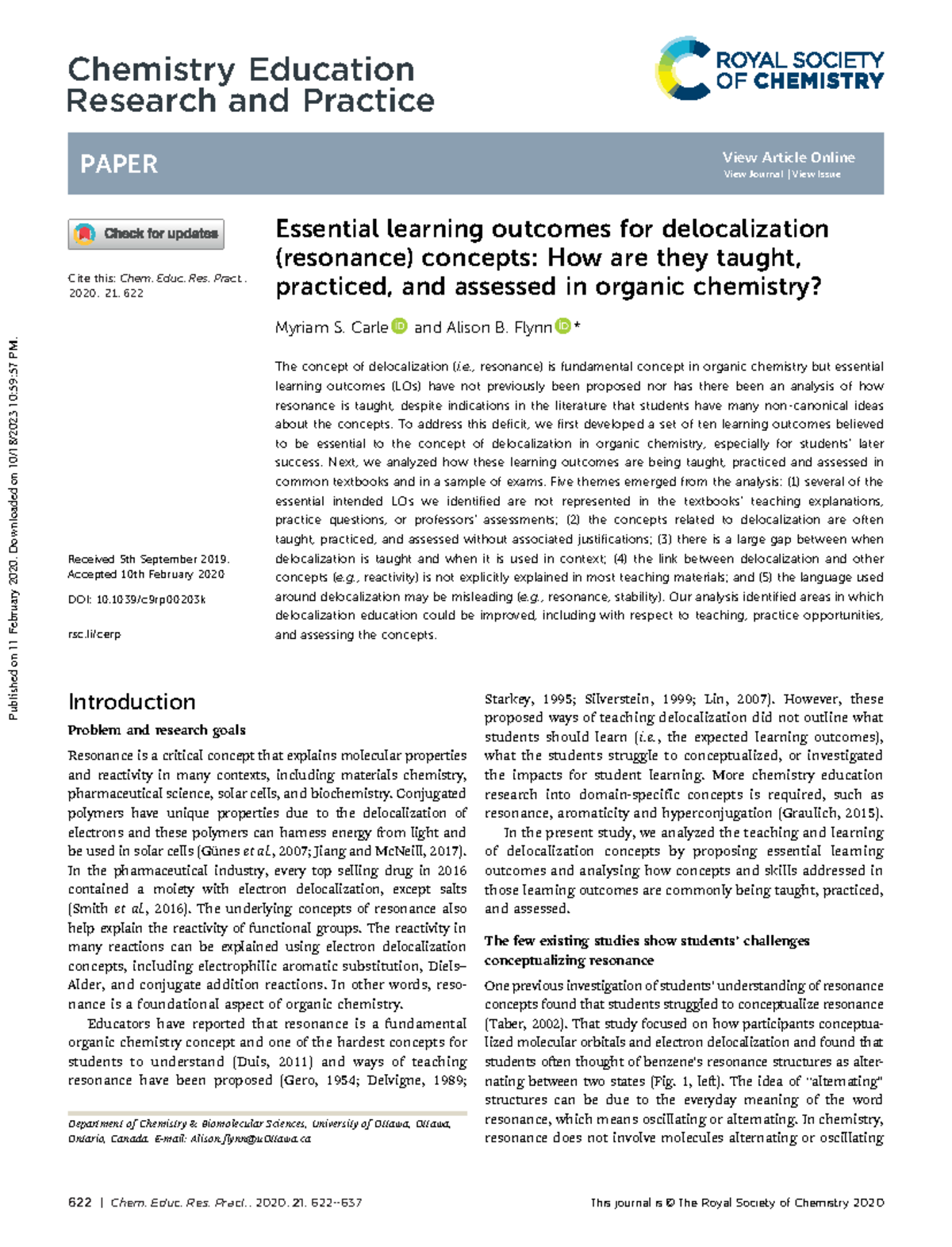 Essential learning outcomes for delocalization (resonance) concepts- How are they taught ...