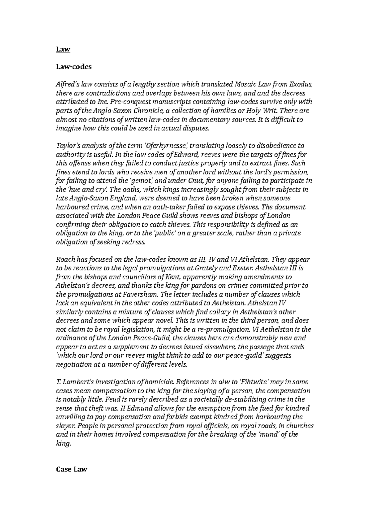 Legislation and Power in Anglo-Saxon England - Law Law-codes Alfred’s ...