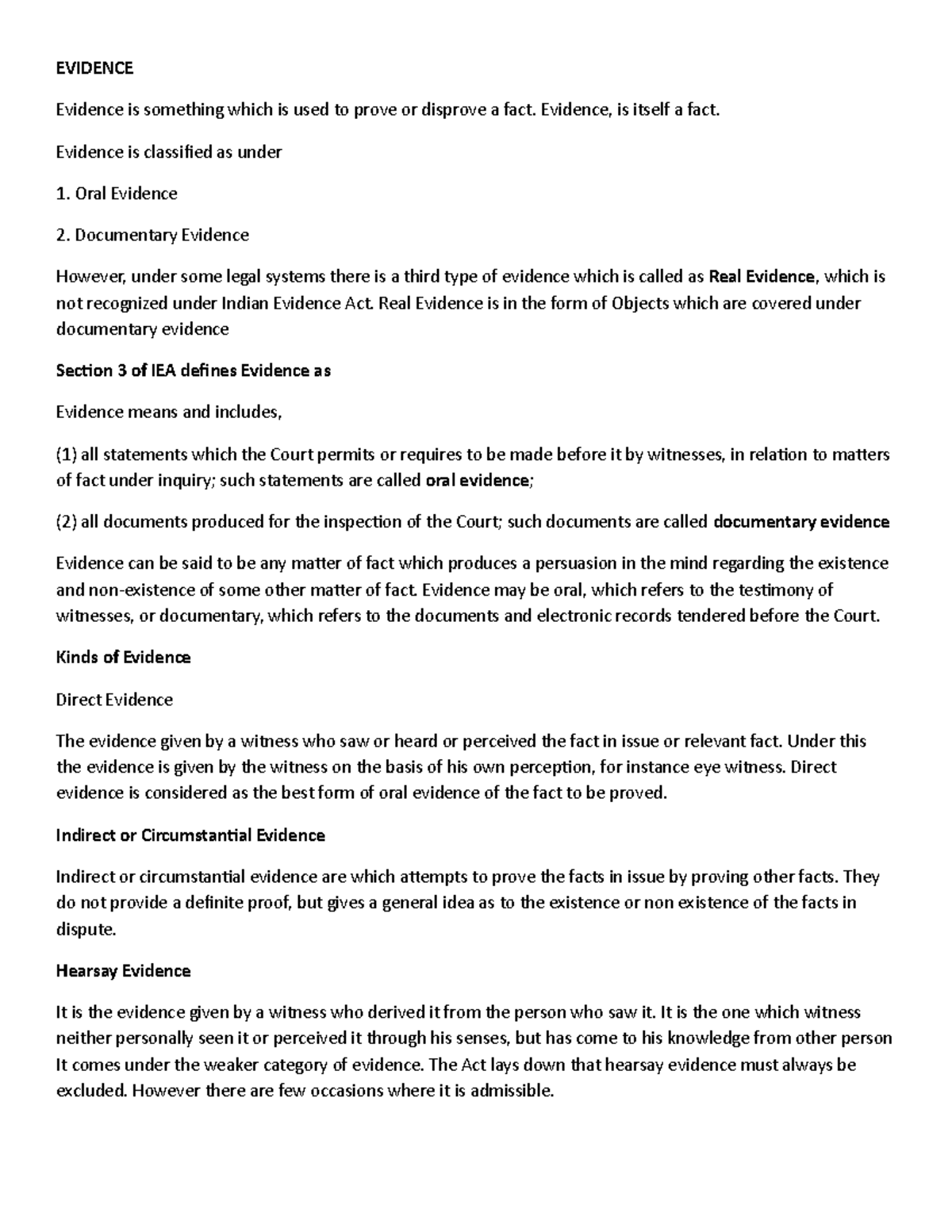 Evidence - EVIDENCE Evidence is something which is used to prove or ...