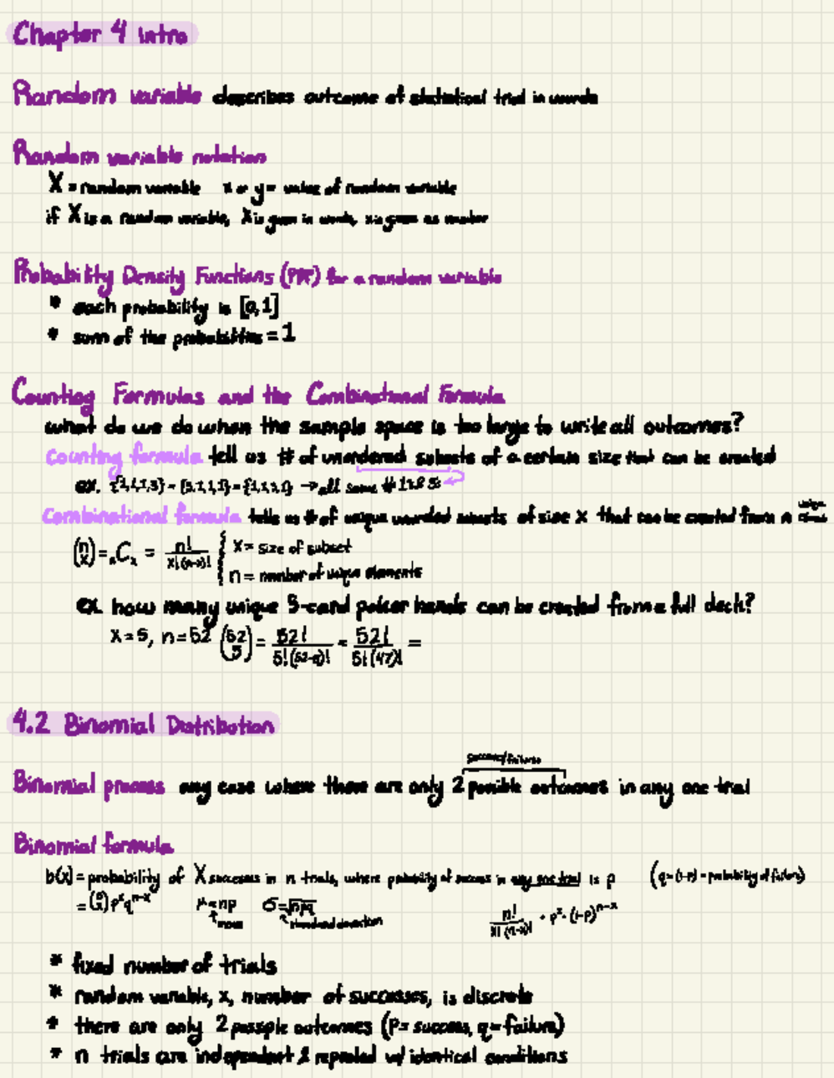 BSTAT 3321 - Alan Cannon: Module 4 - Chapter ####### 4 intro Random variable describesoutcome of ...