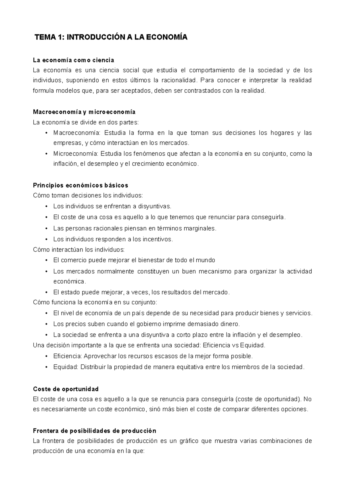 Tema 1 intro eco 2 - TEMA 1: INTRODUCCIÓN A LA ECONOMÍA La economía como ciencia La economía es ...