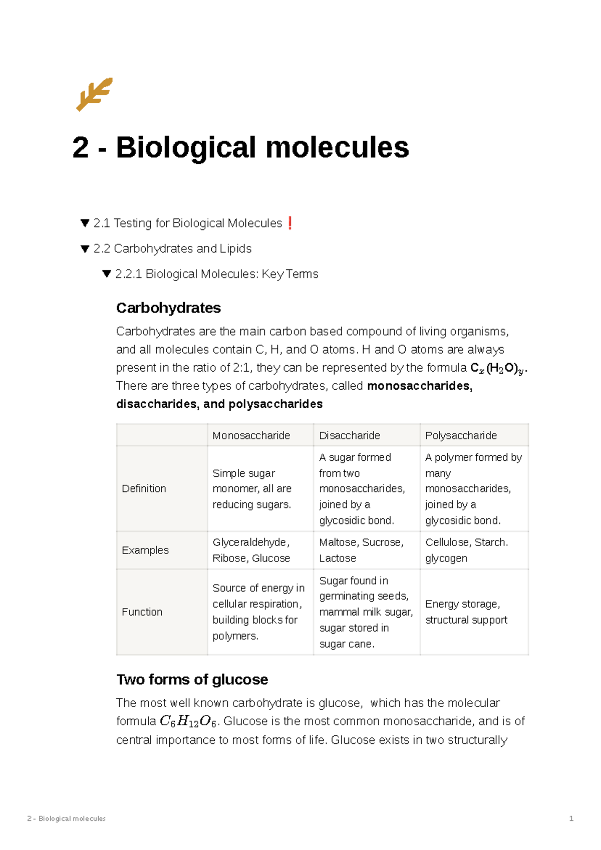 2 - Biological molecules b46ed23a14664 bf7b5701b2614e36279 - 2 ...