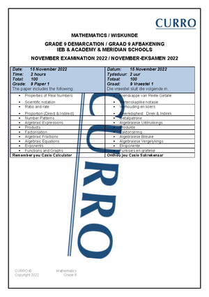 Grade 9 EXAM Booklet Final NOV 2022 - EXAMINATION INFORMATION BOOKLET ...