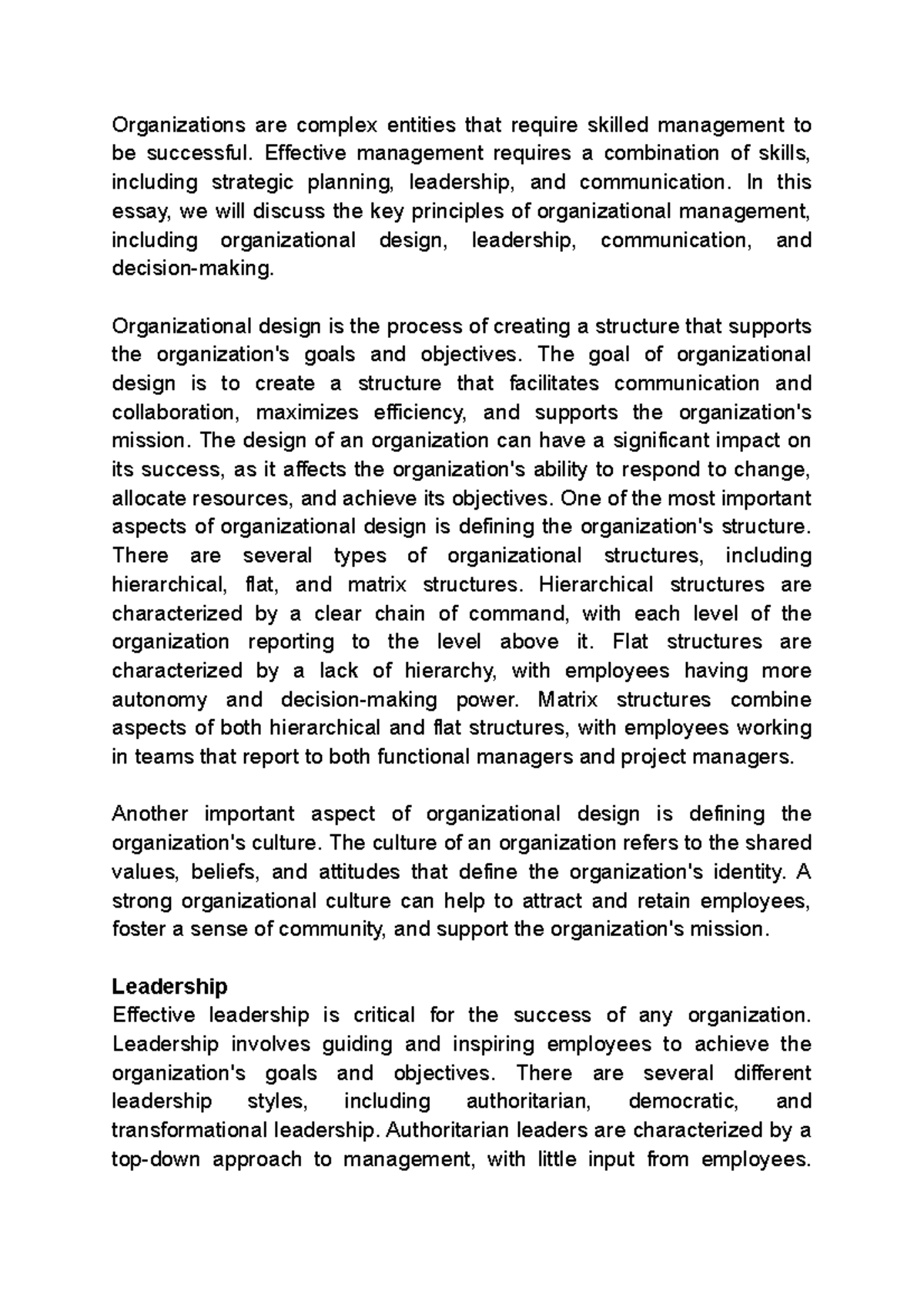 Lecture Notes Organizations Complex Entities Organization and ...