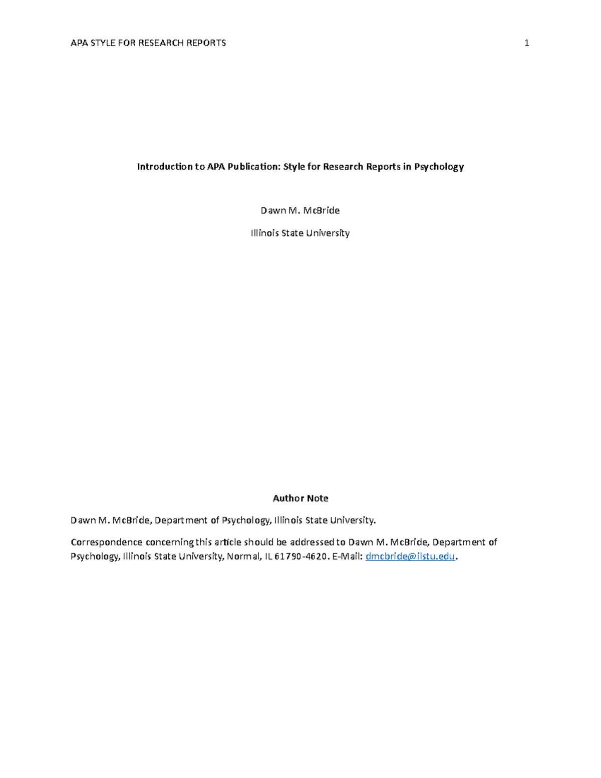 APA7 Vorlage - Introduction to APA Publication: Style for Research ...