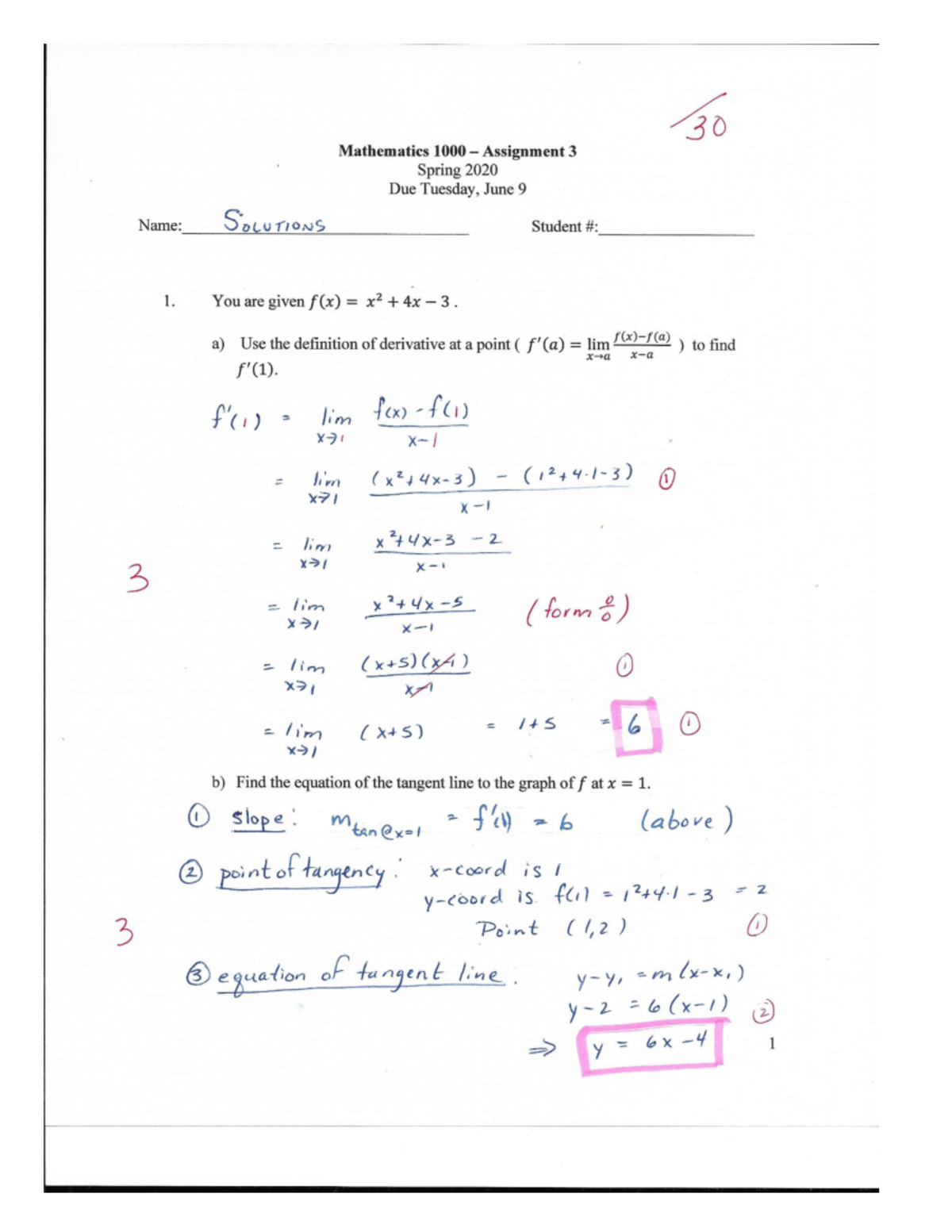 Assignment 3 solutions - Math 1000 - Studocu