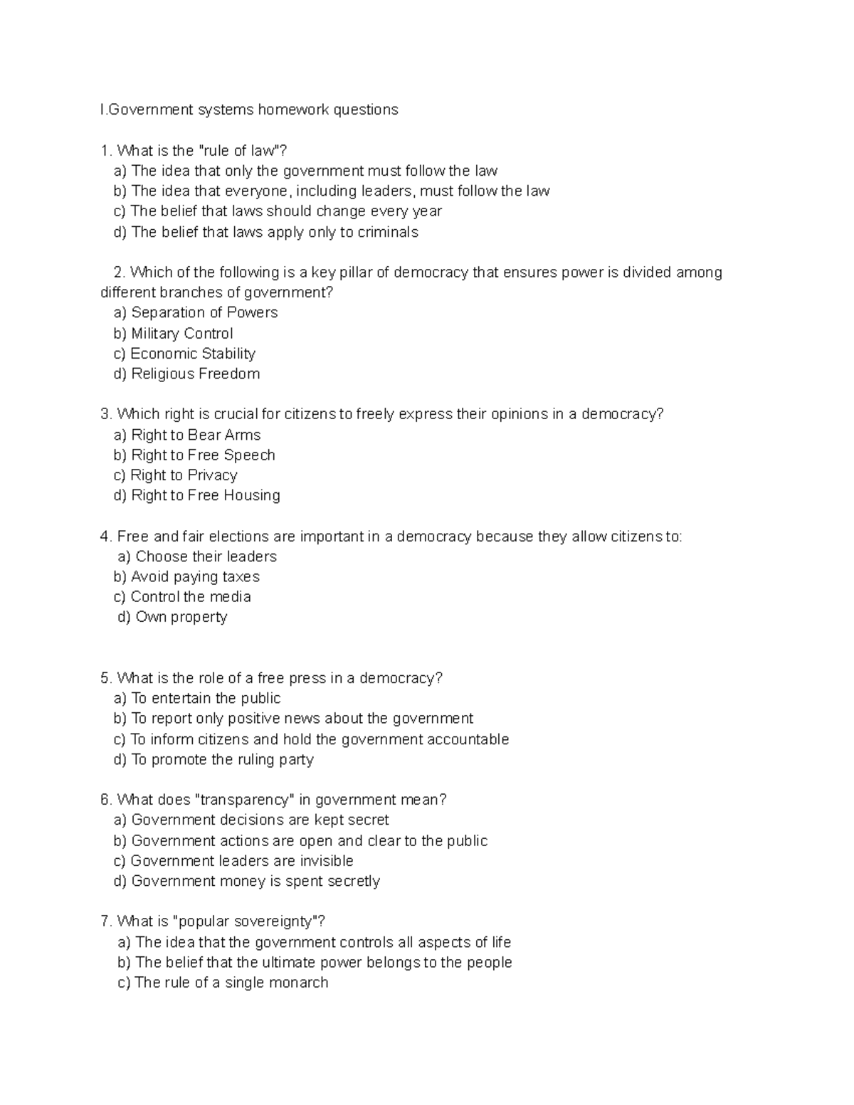 Government systems short worksheet - I systems homework questions What ...