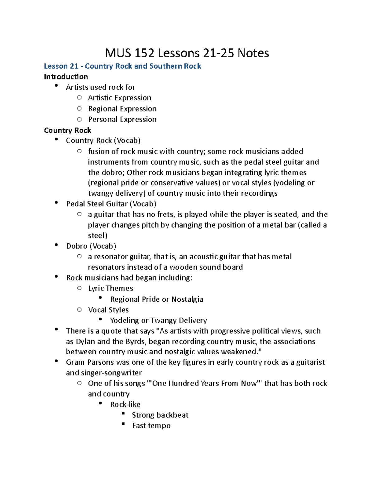 MUS 152 Lessons 21 - Notes from the class book - MUS 152 Lessons 21-25 ...